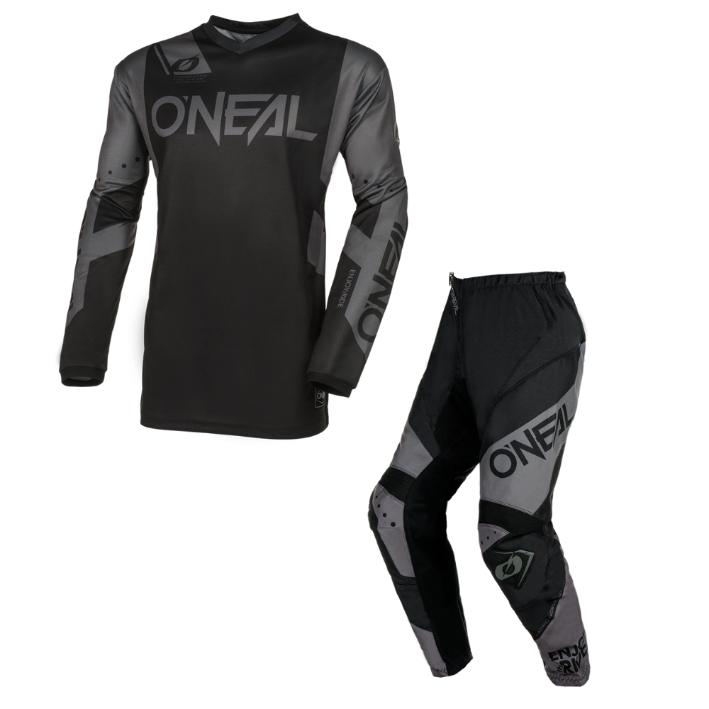 Traje Niño Oneal Element Racewear Motocross Enduro Negro/Gris - Motorace